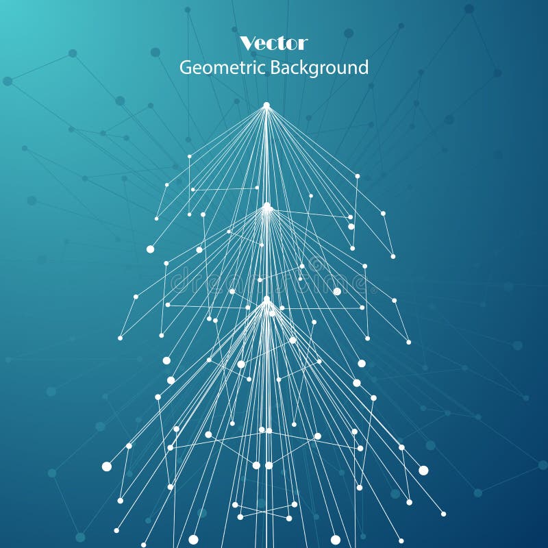 White Fir Tree Made of Connected Lines and Dots Stock Illustration ...