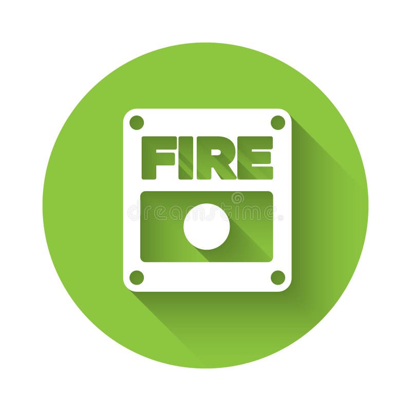 White Fire Alarm System Icon Isolated with Long Shadow. Pull Danger ...