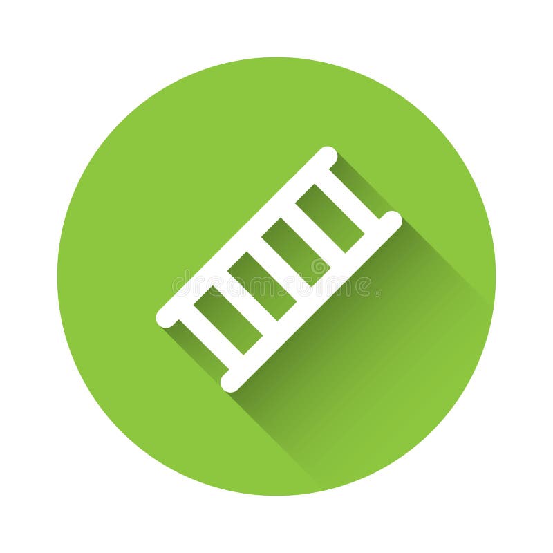 White Fire Escape Icon Isolated with Long Shadow. Pompier Ladder ...
