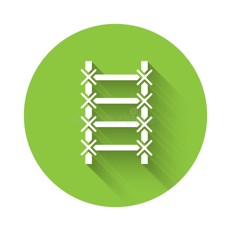 White Fire Escape Icon Isolated with Long Shadow. Pompier Ladder ...