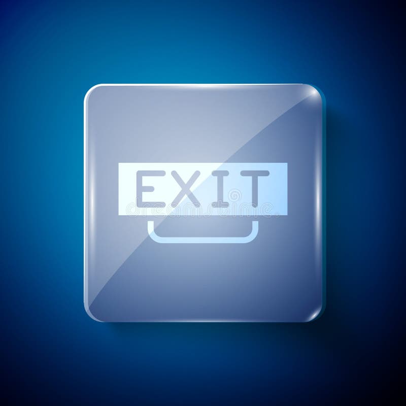 White Fire Exit Icon Isolated on Blue Background. Fire Emergency Icon ...