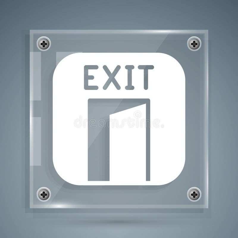 White Fire Exit Icon Isolated on Grey Background. Fire Emergency Icon ...