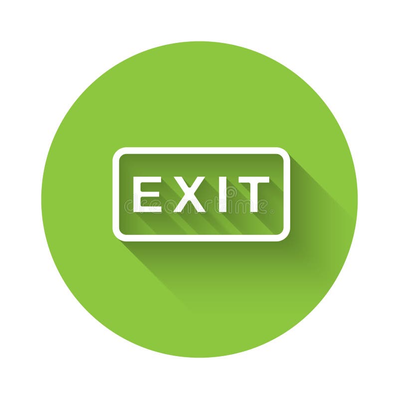 White Fire Exit Icon Isolated with Long Shadow. Fire Emergency Icon ...