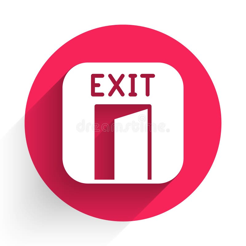 White Fire Exit Icon Isolated with Long Shadow. Fire Emergency Icon ...