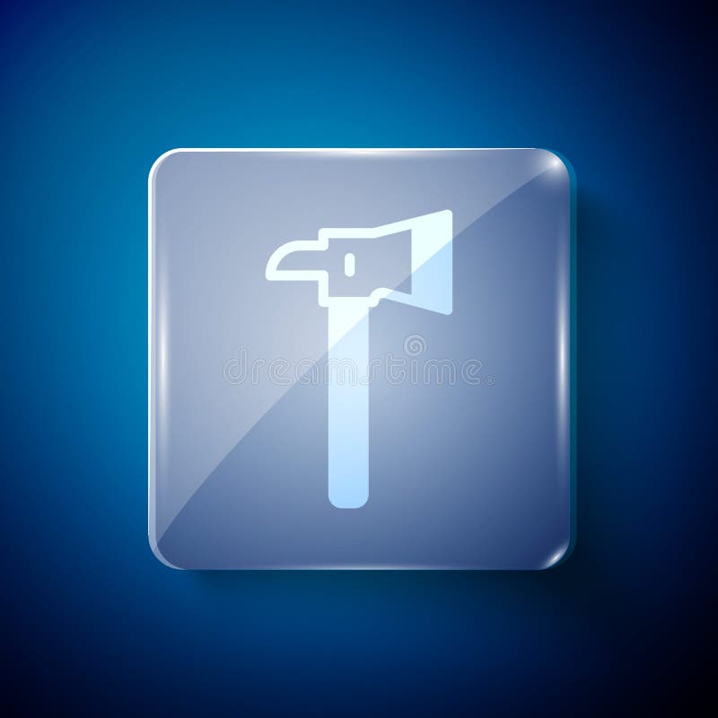 White Firefighter Axe Icon Isolated on Blue Background. Fire Axe ...