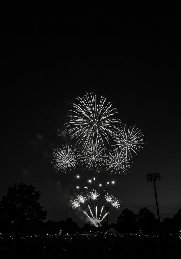 White Fireworks Display at Night Stock Illustration - Illustration of event, spark: 384377652