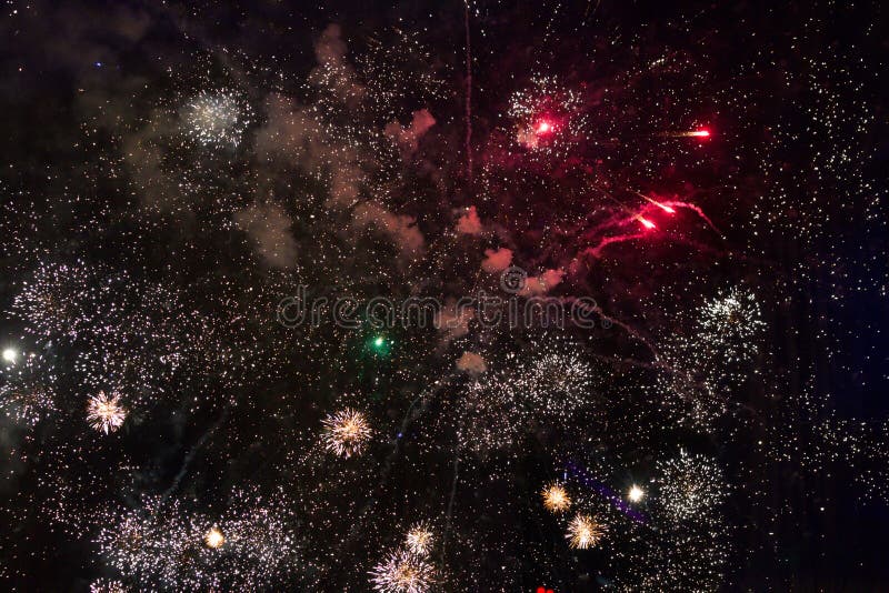 Fireworks on the black sky stock photo. Image of artifice - 250467112