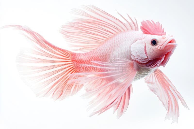 A White Fish with a Bright Pink Tail Swimming in the Water Stock Image ...