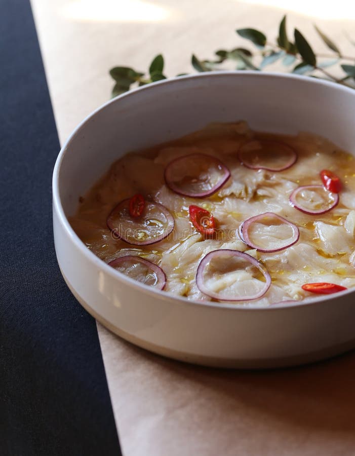 White fish ceviche stock image. Image of seafood, marinated - 218258343