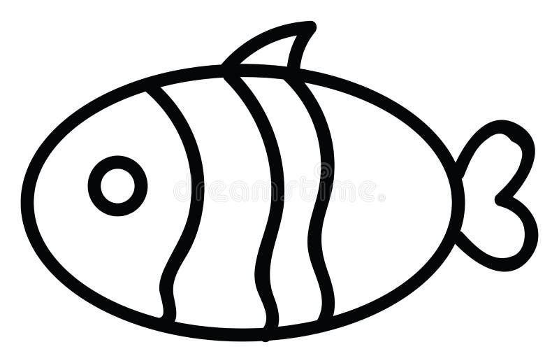 White Fish Decorated with Wavy Lines on , Icon Stock Vector ...
