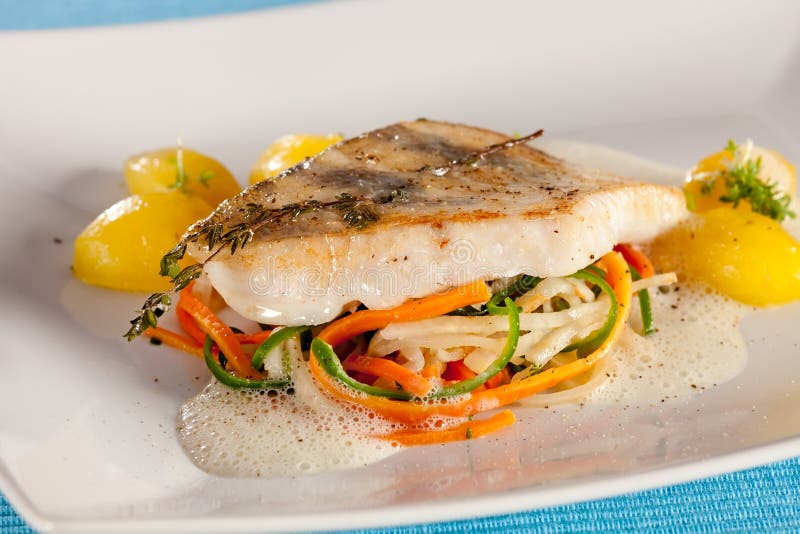 White fish filet of perch. stock photo. Image of plate - 50019002