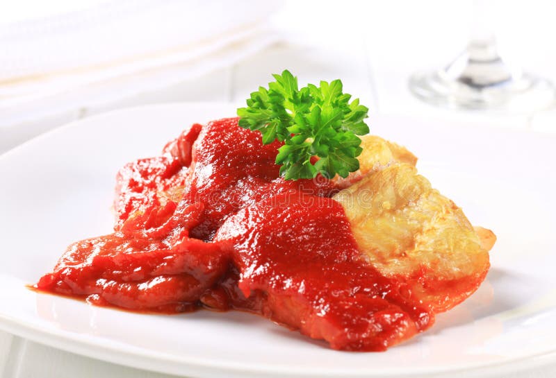 White Fish Fillets with Tomato Sauce Stock Photo - Image of paste, fish ...