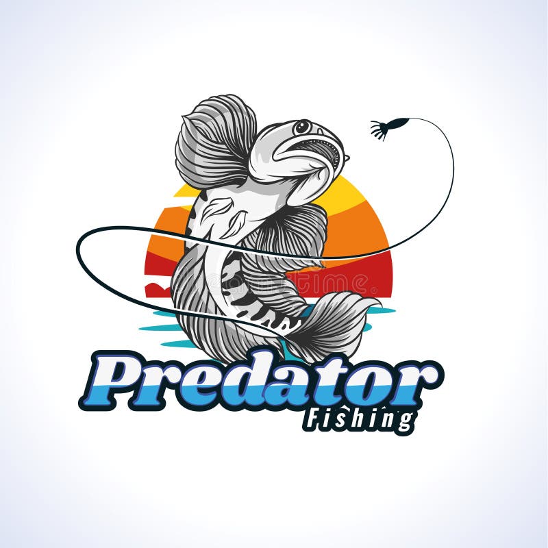 Predator Fishing Logo Set Bundles Stock Illustration - Illustration of ...