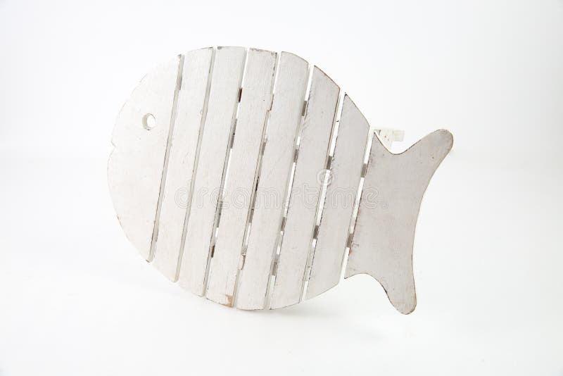 White Fish-shaped Outdoor Wooden Table Isolated on a White Background ...