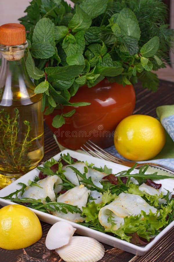 White Fish/toothfish with Salad Stock Photo - Image of halibut, food ...