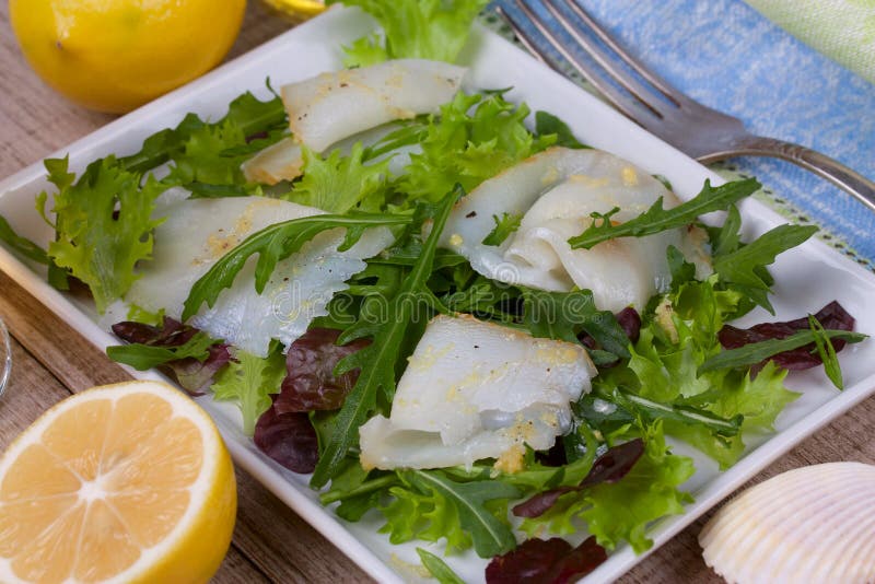 White Fish (toothfish) with Salad. Stock Image - Image of chilean ...