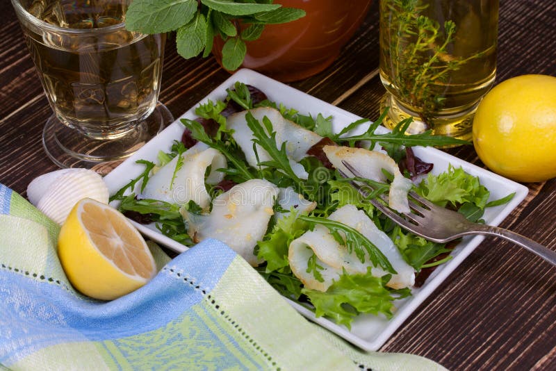 White Fish (toothfish) with Salad. Stock Photo - Image of filet, food ...