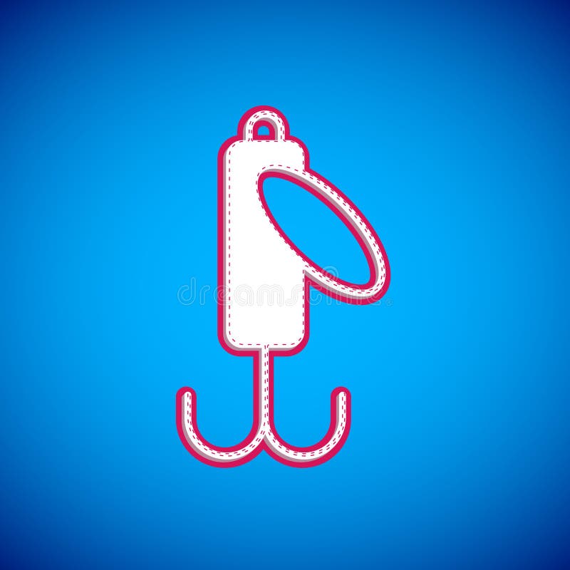 White Fishing Lure Icon Isolated on Blue Background. Fishing Tackle ...