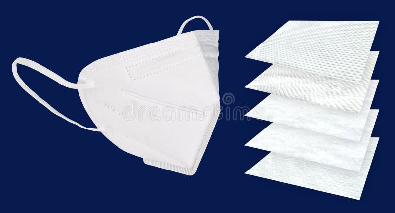 White Five Layer Respirator Mask Stock Photo - Image of equipment ...