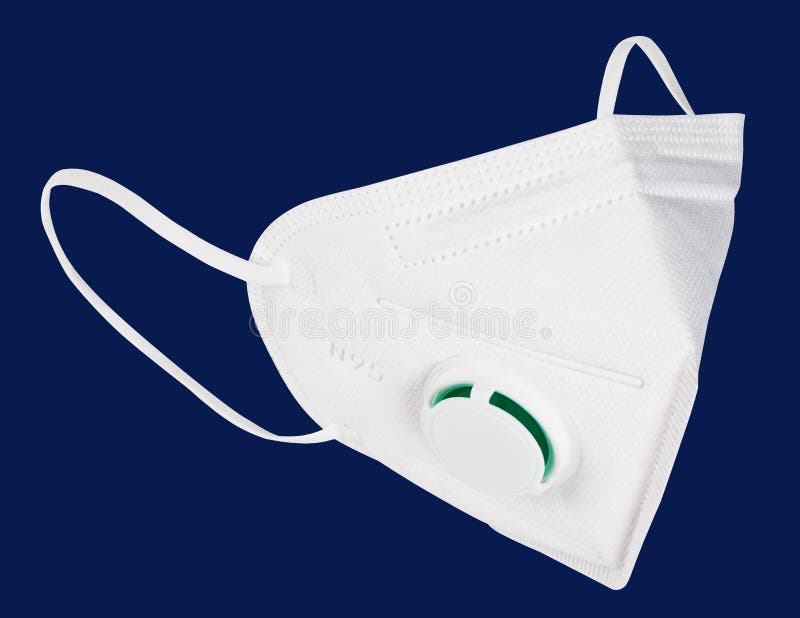 White Five Layer Respirator Mask with Valve Stock Photo - Image of ...