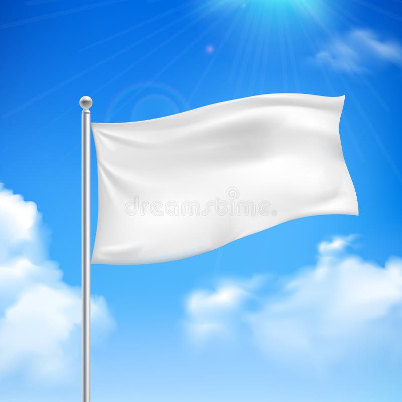 White Flag Blue Sky Background Poster Stock Vector - Illustration of ...