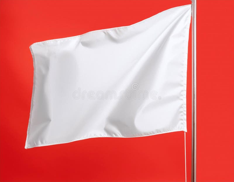 White Flag Flowing on a Red Background Stock Illustration ...