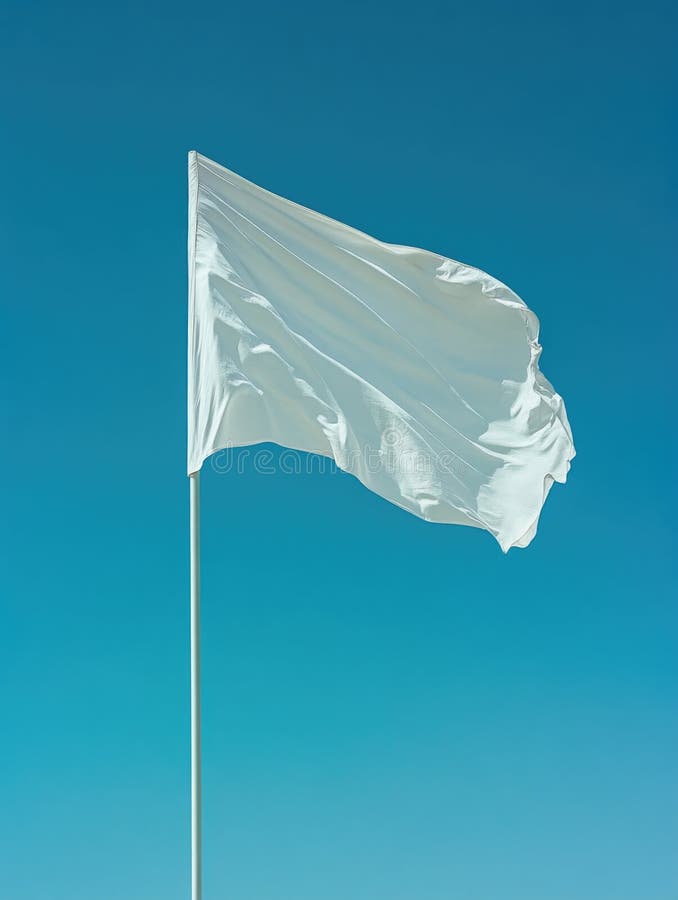 White Flag Flying in Wind stock photo. Image of peaceful - 374018702
