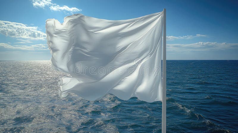 A White Flag Flying in the Wind on a Boat, Perfect for Use As a Symbol ...