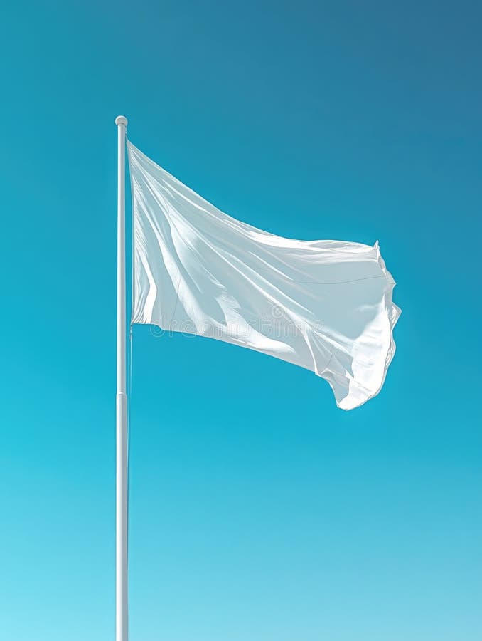 White flag flying in wind stock image. Image of peaceful - 374024719