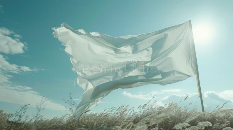 A White Flag Flying in the Wind on a Sunny Day, Perfect for Peaceful ...
