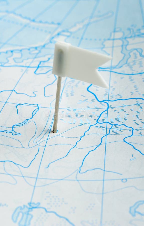 White flag a pin on map stock image. Image of concept - 11679291