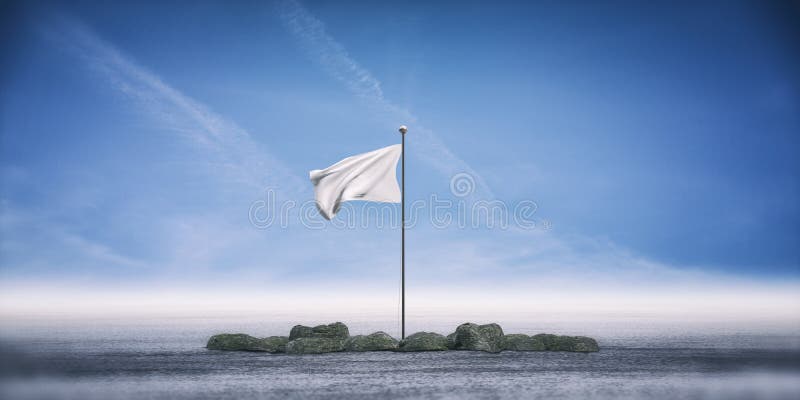 White Flag Standing on Ground Stock Illustration - Illustration of ...