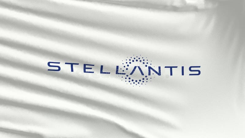 White Flag with Stellantis Logo Waving in the Wind. High Quality 4k ...