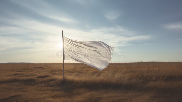 The White Flag of Surrender in a Field. Stock Photo - Image of cloth ...