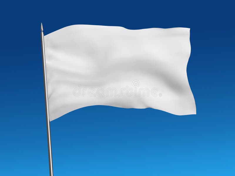 White Flag Template on Sky, with Clipping Path Stock Illustration ...