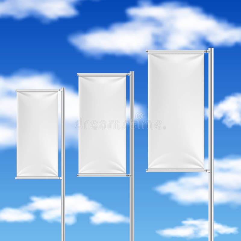 White Flags and Blue Sky. Beach Event Advertising Vector Template Stock Vector - Illustration of ...