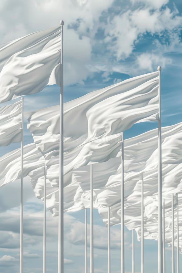 White Flags Flying High stock image. Image of protocol - 374095859