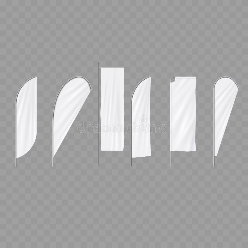 White Flags Mockup Set - Vector Stock Illustration - Illustration of ...