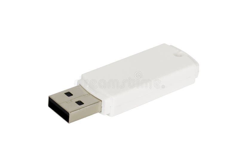 White Flash Drive, on White Background, Isolated Stock Photo - Image of ...