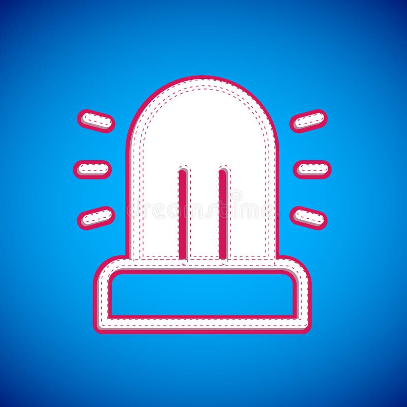 White Flasher Siren Icon Isolated on Blue Background. Emergency ...