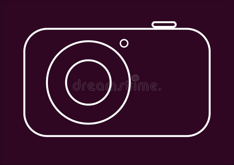White Flat Camera Icon on Dark Violet Background Illustration Stock ...