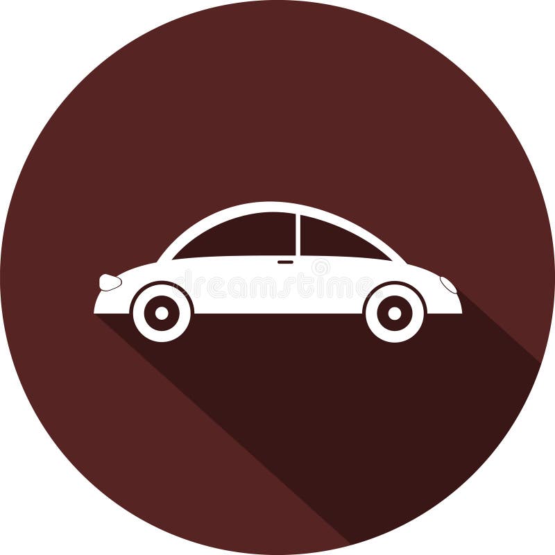 Car Icon. White Flat Image with a Long Shadow Stock Illustration ...