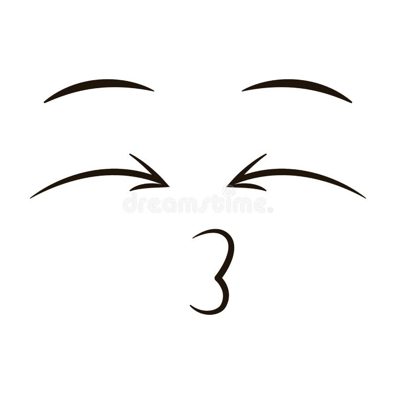White Flat Kissing Face Expression Avatar Vector Stock Vector ...
