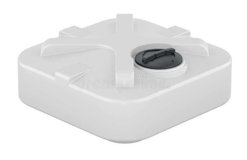 White Flat Plastic Water Storage Tank, 3D Rendering Stock Illustration ...