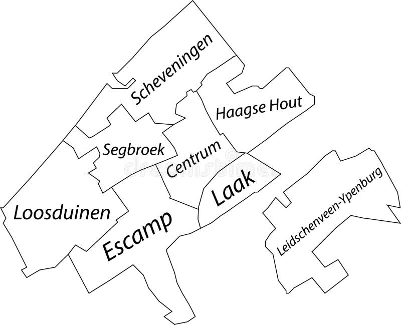 White Tagged Districts Map of the HAGUE, NETHERLANDS Stock Vector ...