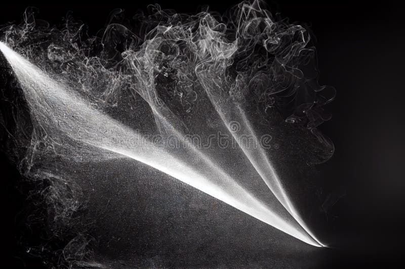 White Float Abstract Lines, Water Droplets Swirl from the Humidifying ...