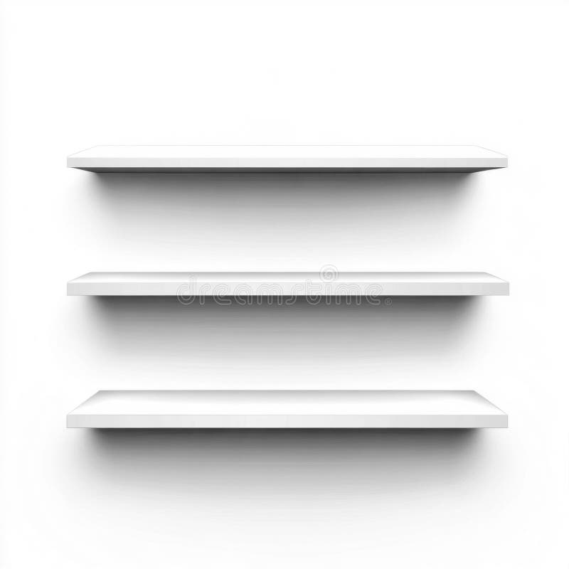 White Floating Shelves on White Background Stock Illustration ...