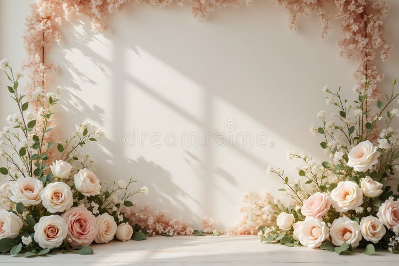 A White Floral Backdrop with White Flowers Stock Image - Image of ...