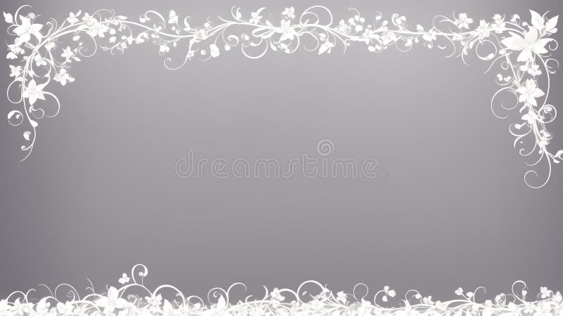 A White Floral Border with a Gray Background Stock Illustration ...