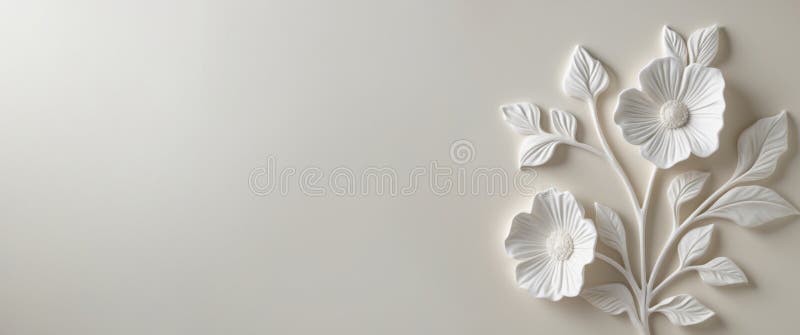 White Floral Embossed Design with Blank Center Stock Image - Image of ...